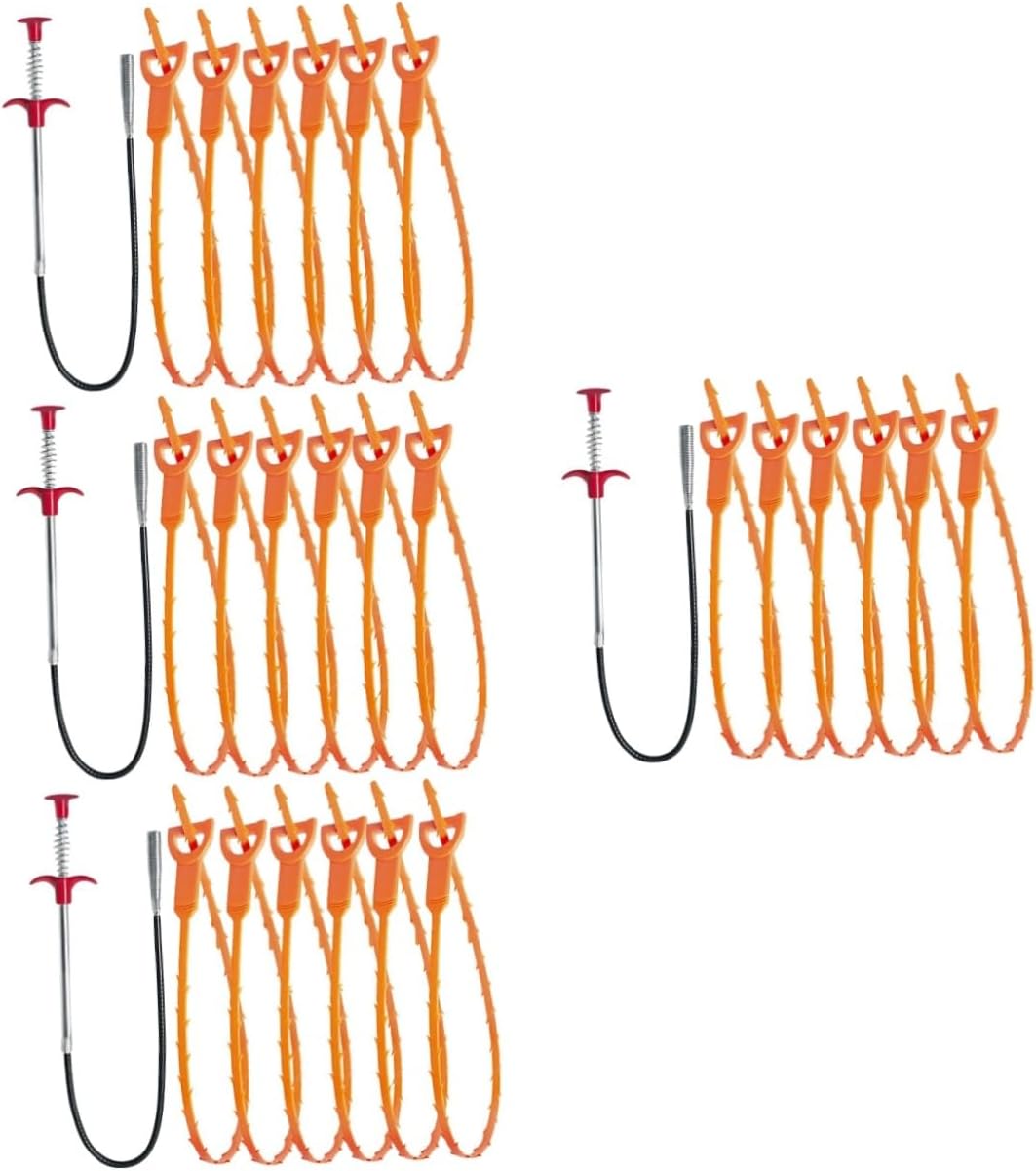 4 Sets Four-jaw Dredge Drain Cleaner Hook Snake Hair Drain Cleaner ...