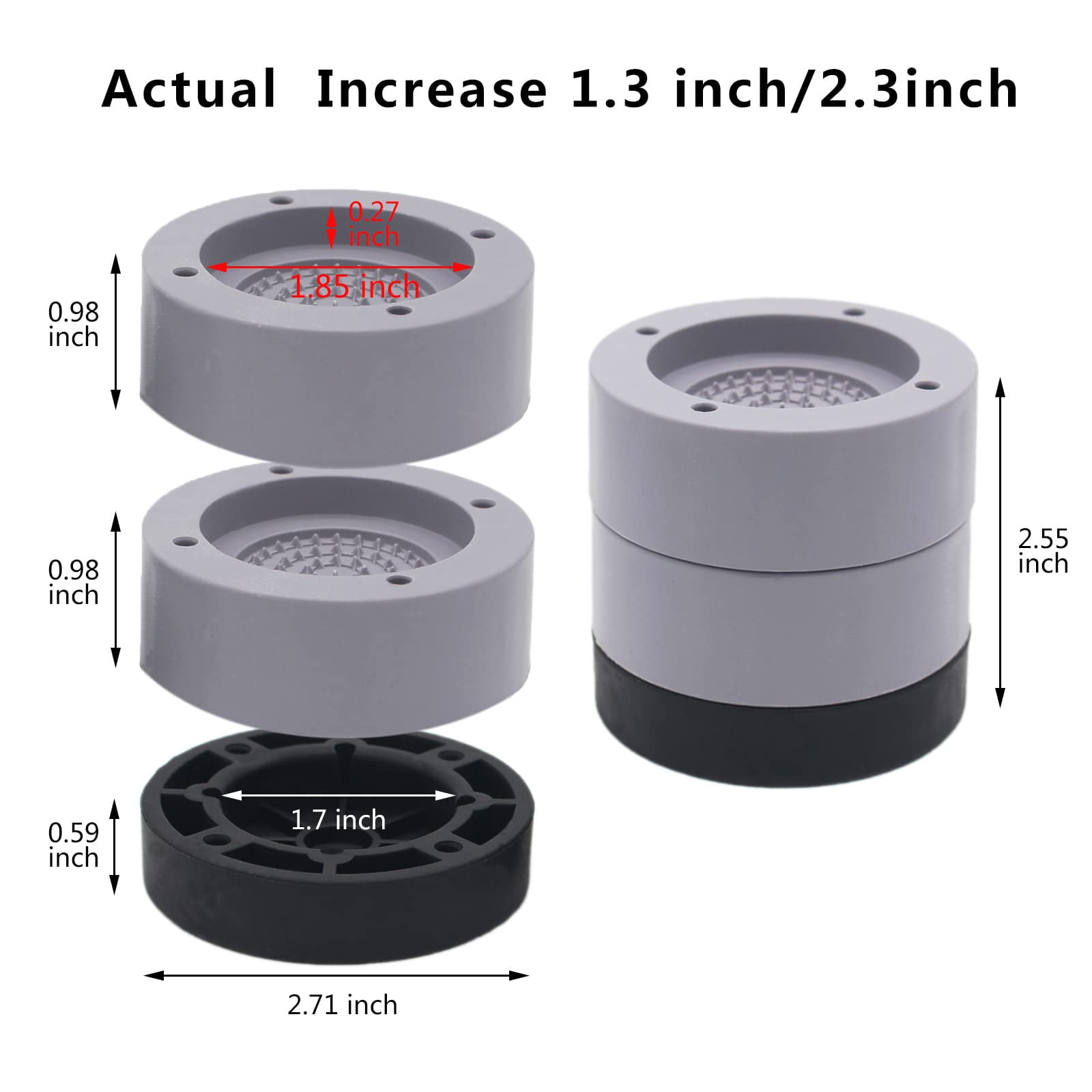 4 Sets Furniture Risers 1", 2.3 inch Bed Risers, Heavy Duty Bed Lifts ...