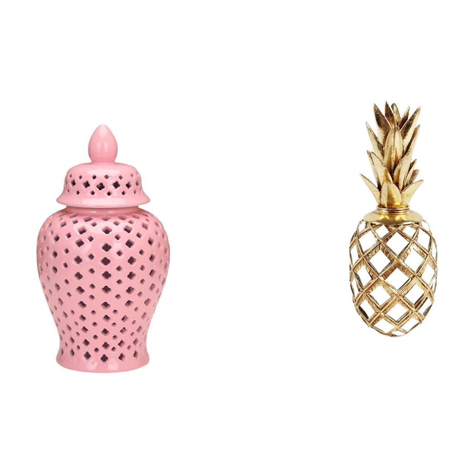 4 Sets Ginger Jar Vase Resin Sculpture Gold Figurine Smooth Ceramic ...