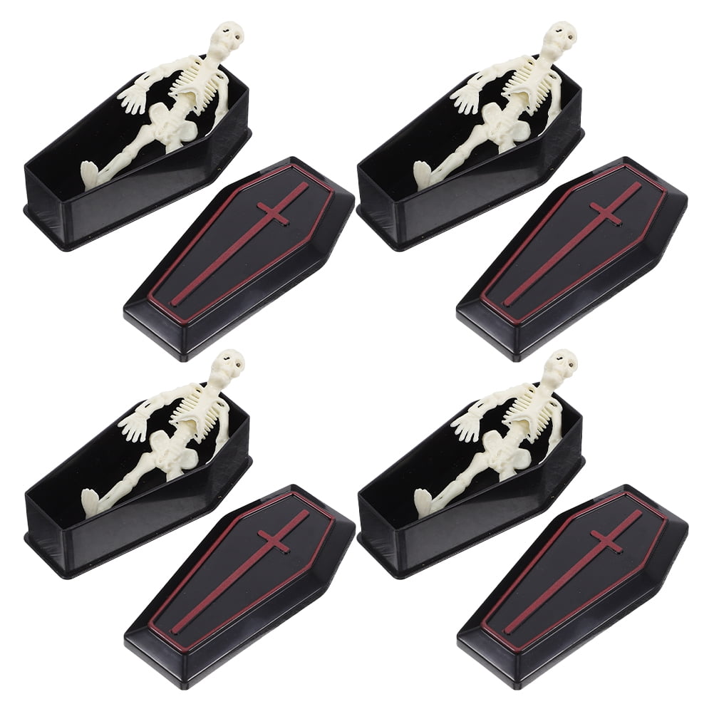 4 Sets Halloween Miniatures Halloween Props Mini Coffin Box 7.50X4.00X2 ...