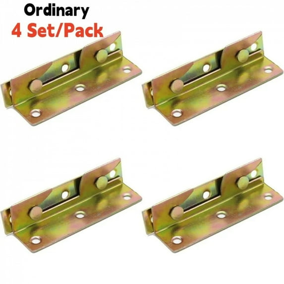 4 Sets Heavy Duty Bed Rail Brackets Non-Mortise Bed Frame Fasteners ...
