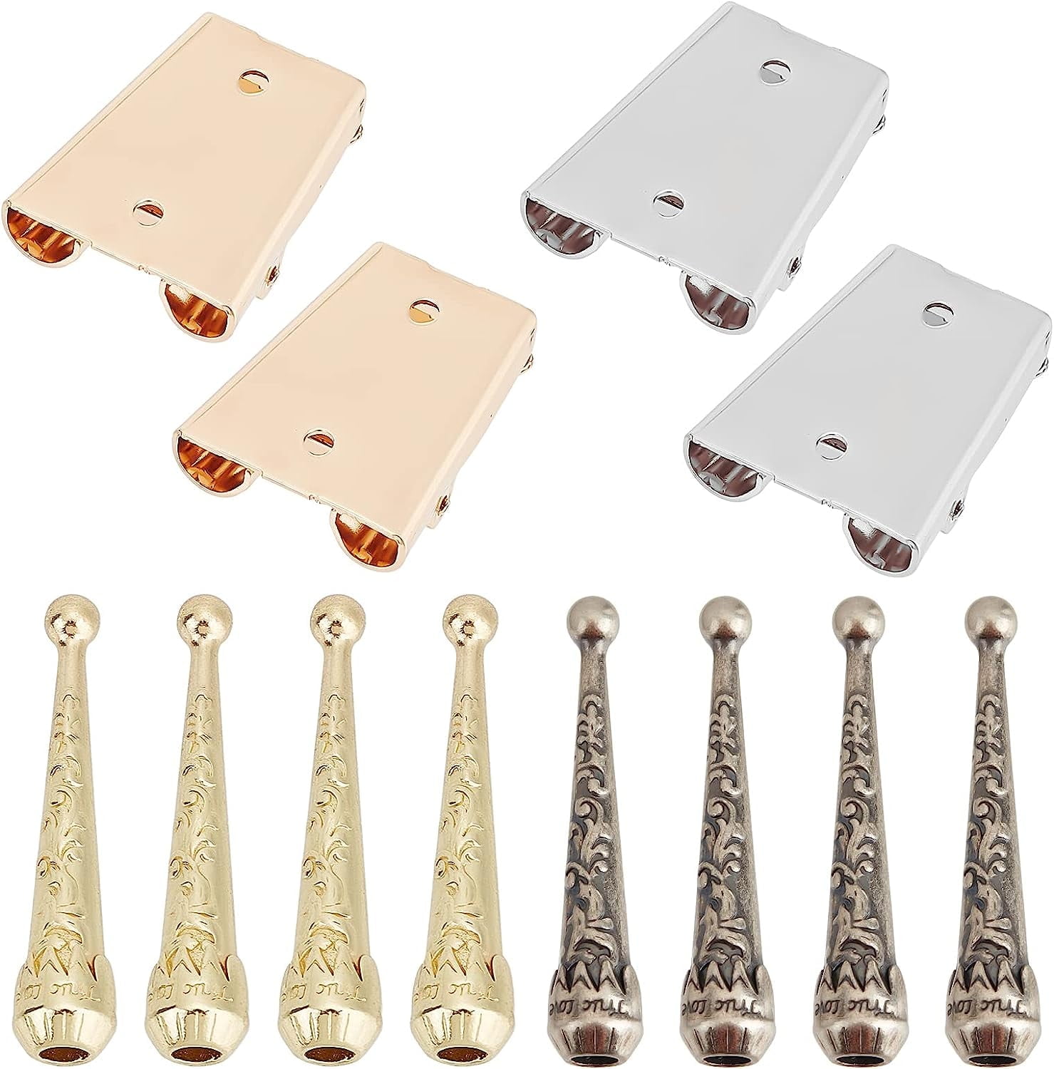 4Sets Iron Bolo Tie Findings 2 Colors Bolo Tie Tips Replacement End ...