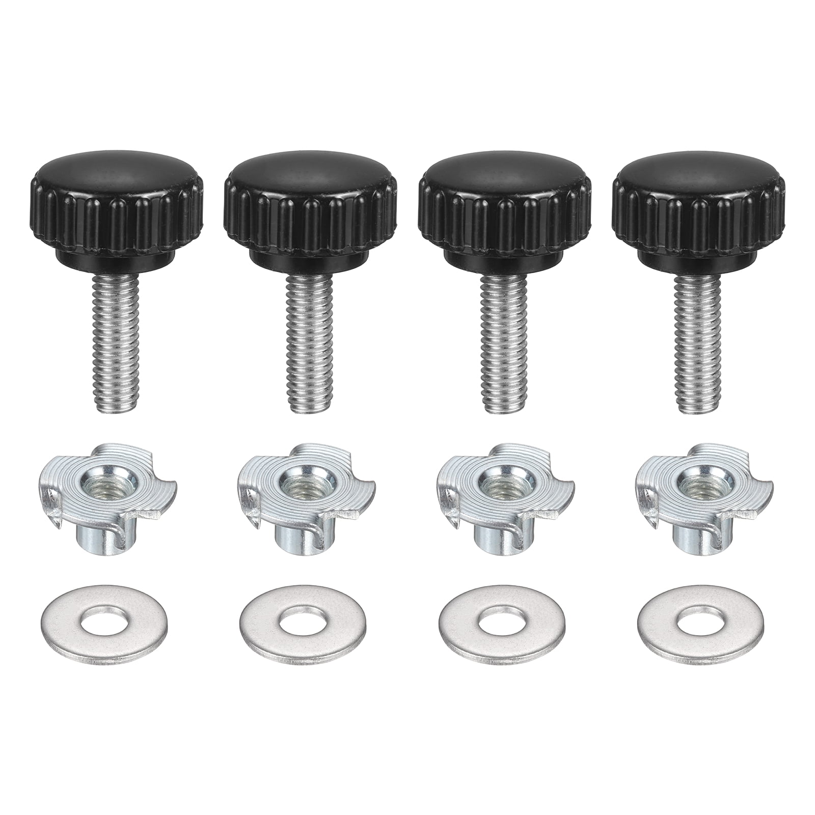 4 Sets Knurled Clamping Knobs with Washers & T-Nuts, M6 x 20mm Metric ...