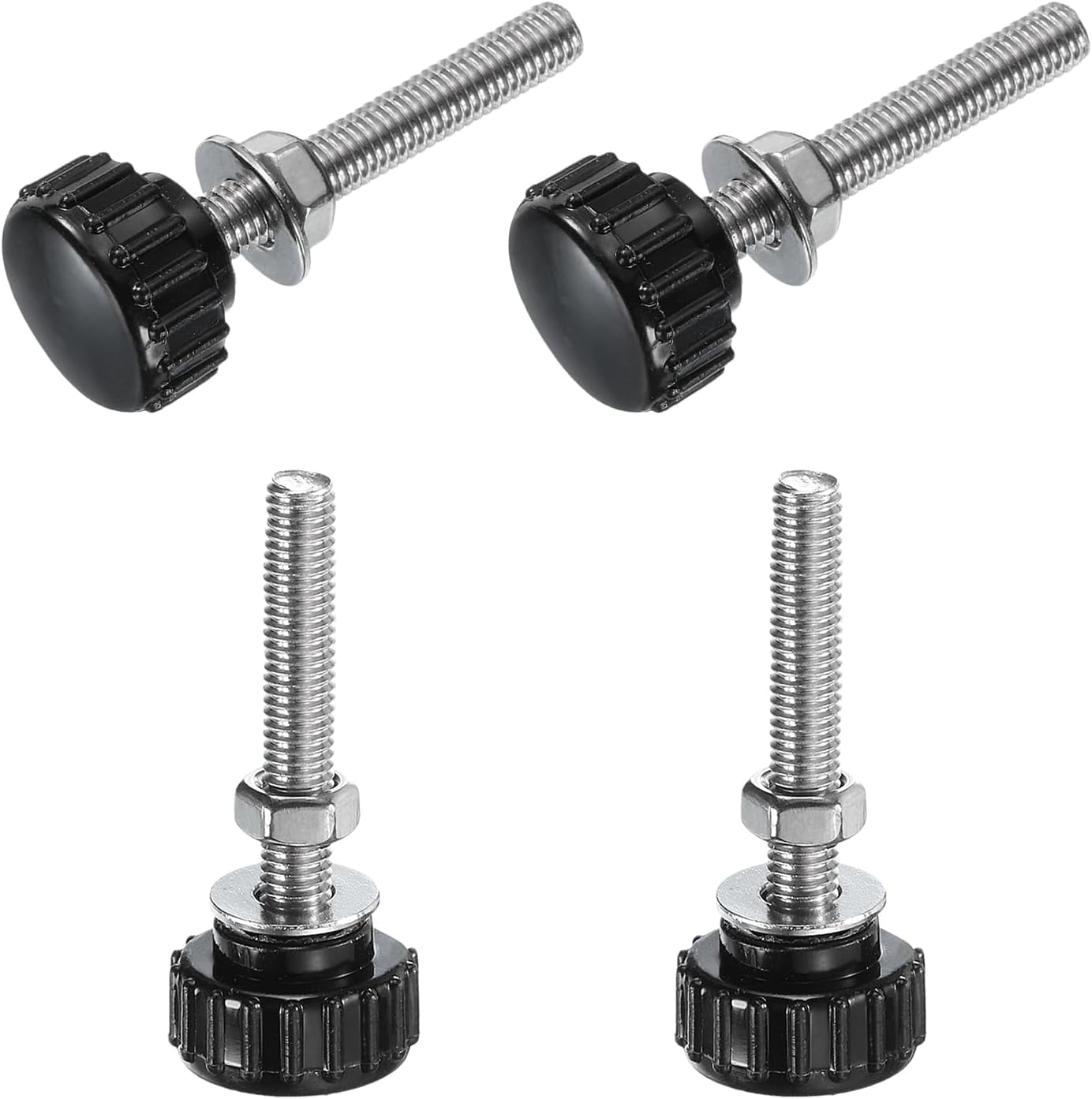 4 Sets Knurled Knobs Thumb Screws with Nuts Washers, Metric M5 x 35mm Male Thread 18mm Plastic ...