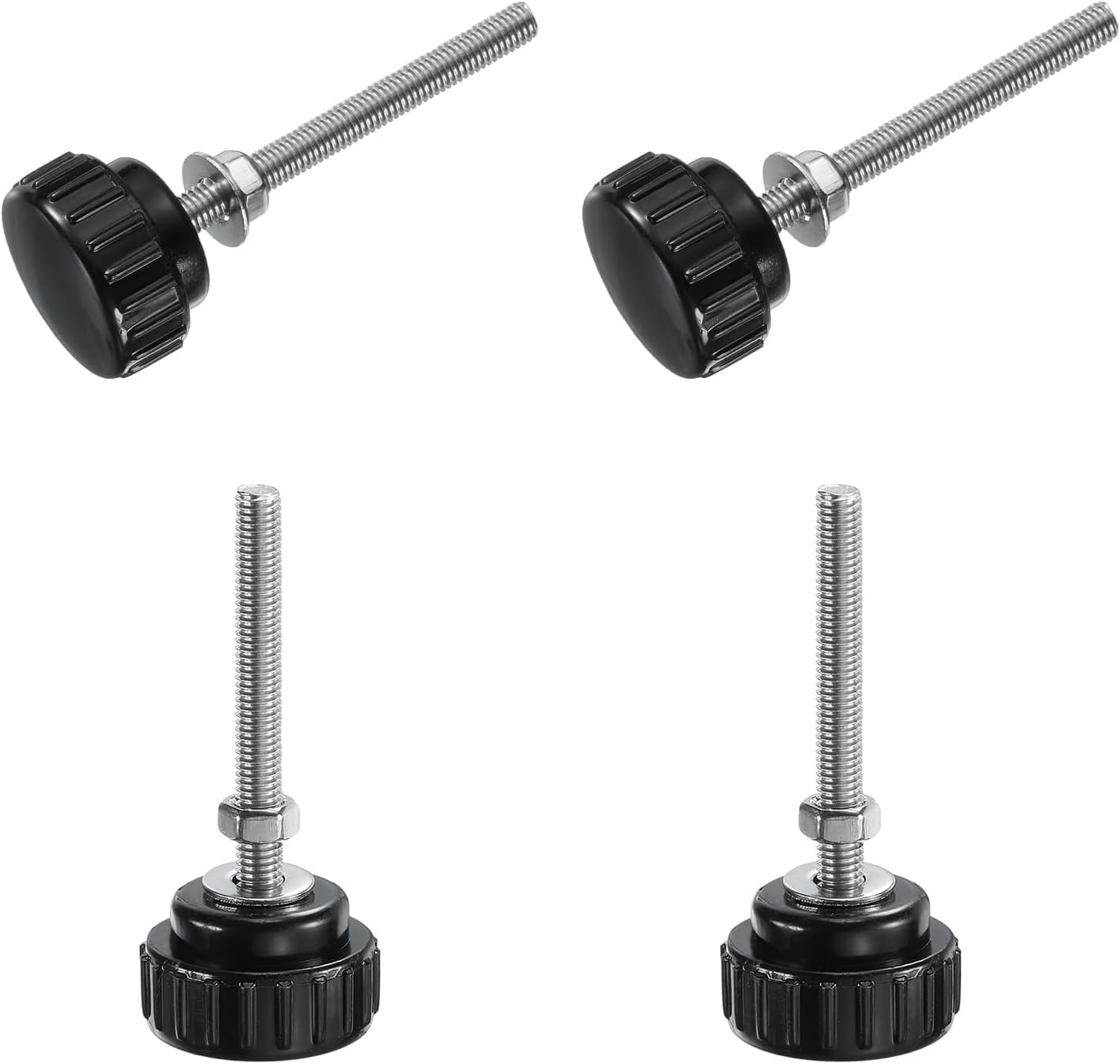 4 Sets Knurled Knobs Thumb Screws with Nuts Washers, Metric M5 x 50mm Male Thread 25mm Plastic ...