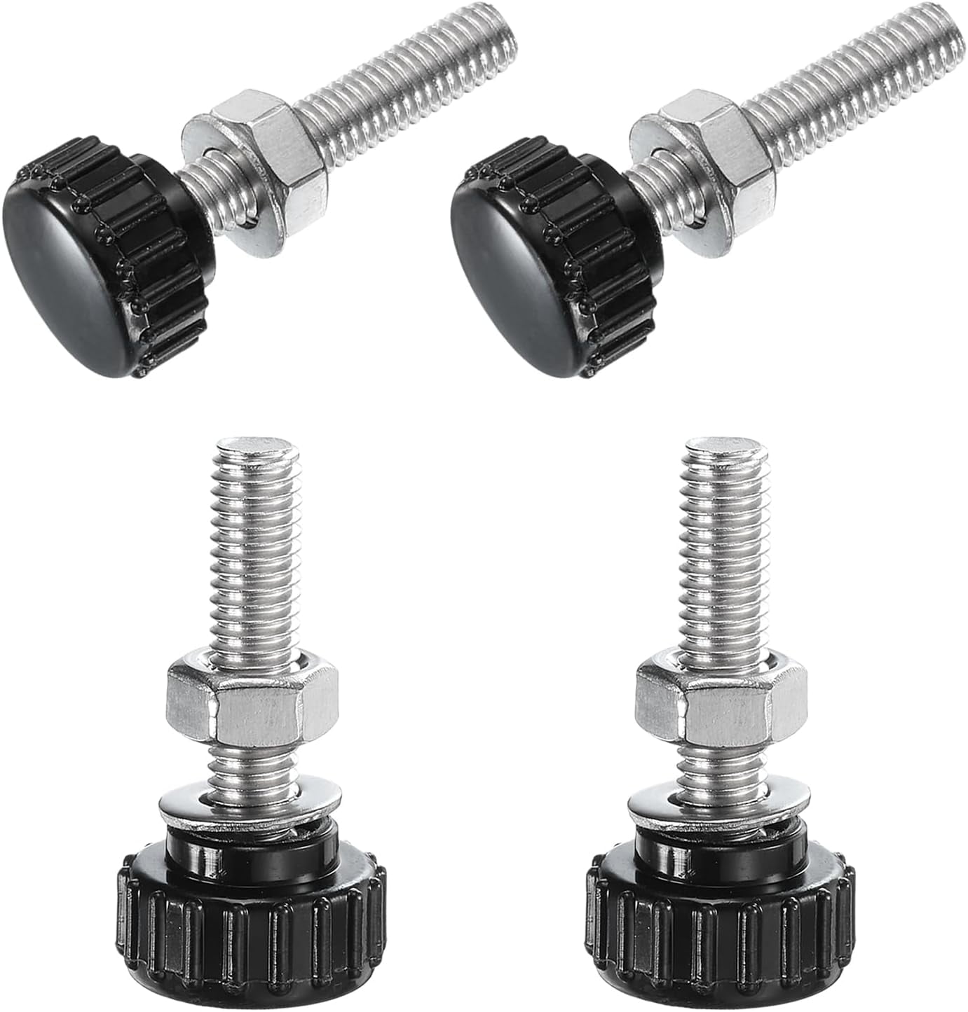 4 Sets Knurled Knobs Thumb Screws with Nuts Washers, Metric M6 x 30mm Male Thread 18mm Plastic ...