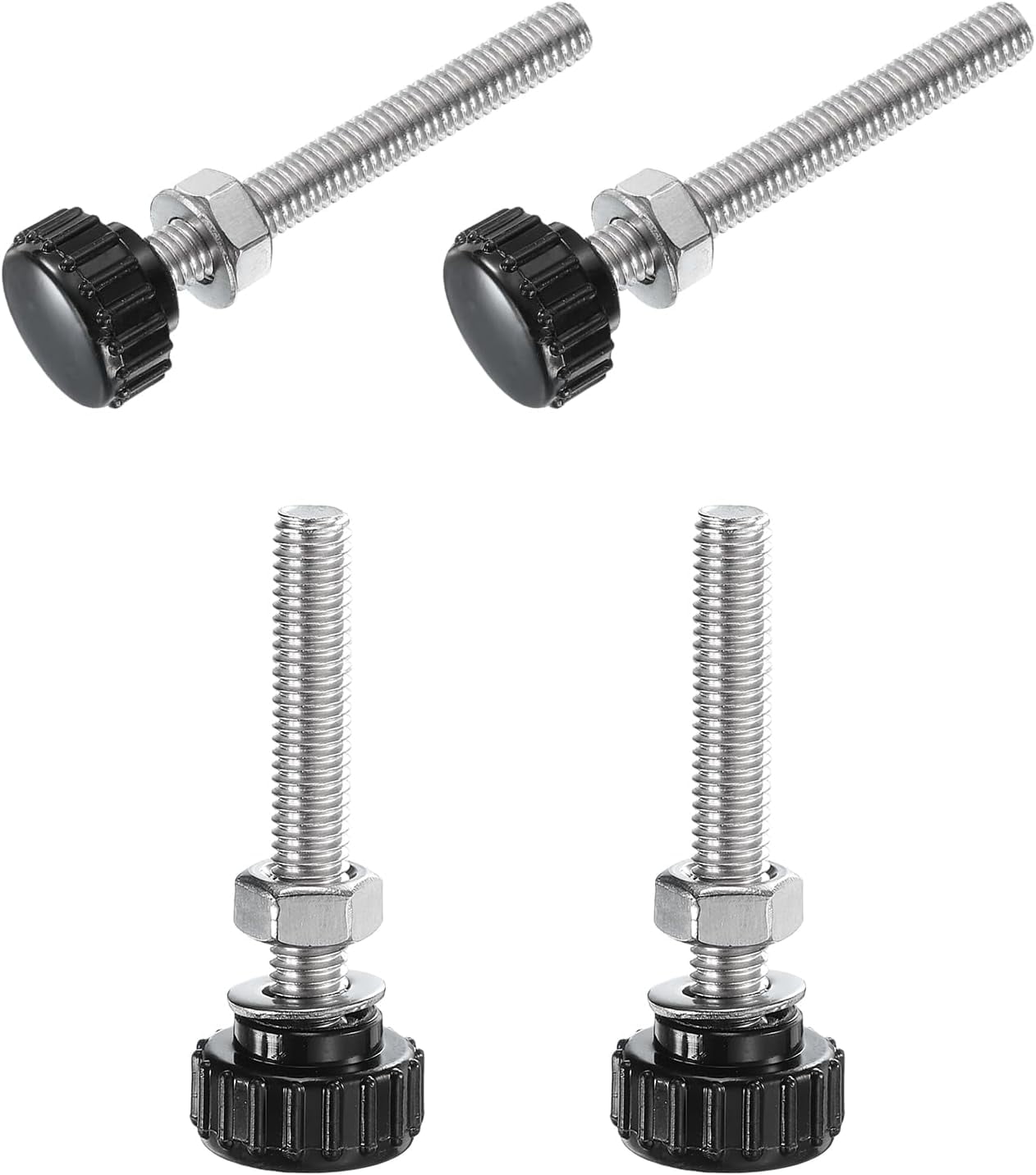 4 Sets Knurled Knobs Thumb Screws with Nuts Washers, Metric M6 x 50mm Male Thread 18mm Plastic ...