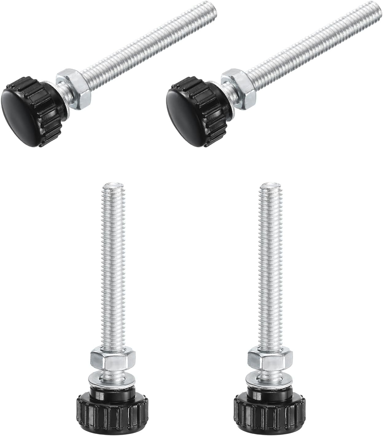 4 Sets Knurled Knobs Thumb Screws with Nuts Washers, Metric M6 x 55mm Male Thread 18mm Plastic ...