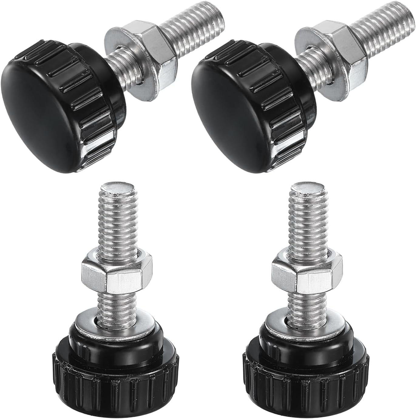 4 Sets Knurled Knobs Thumb Screws with Nuts Washers, Metric M8 x 30mm Male Thread 25mm Plastic ...