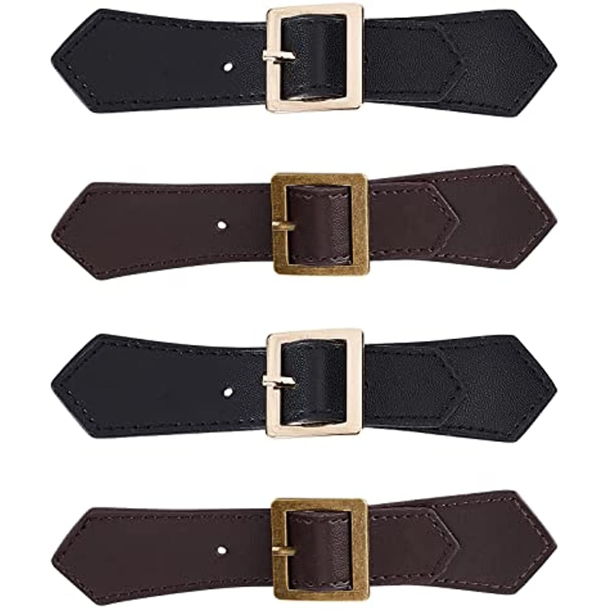 4 Sets Leather Sew-On Toggles Closures Black & Brown PU Leather Snap ...