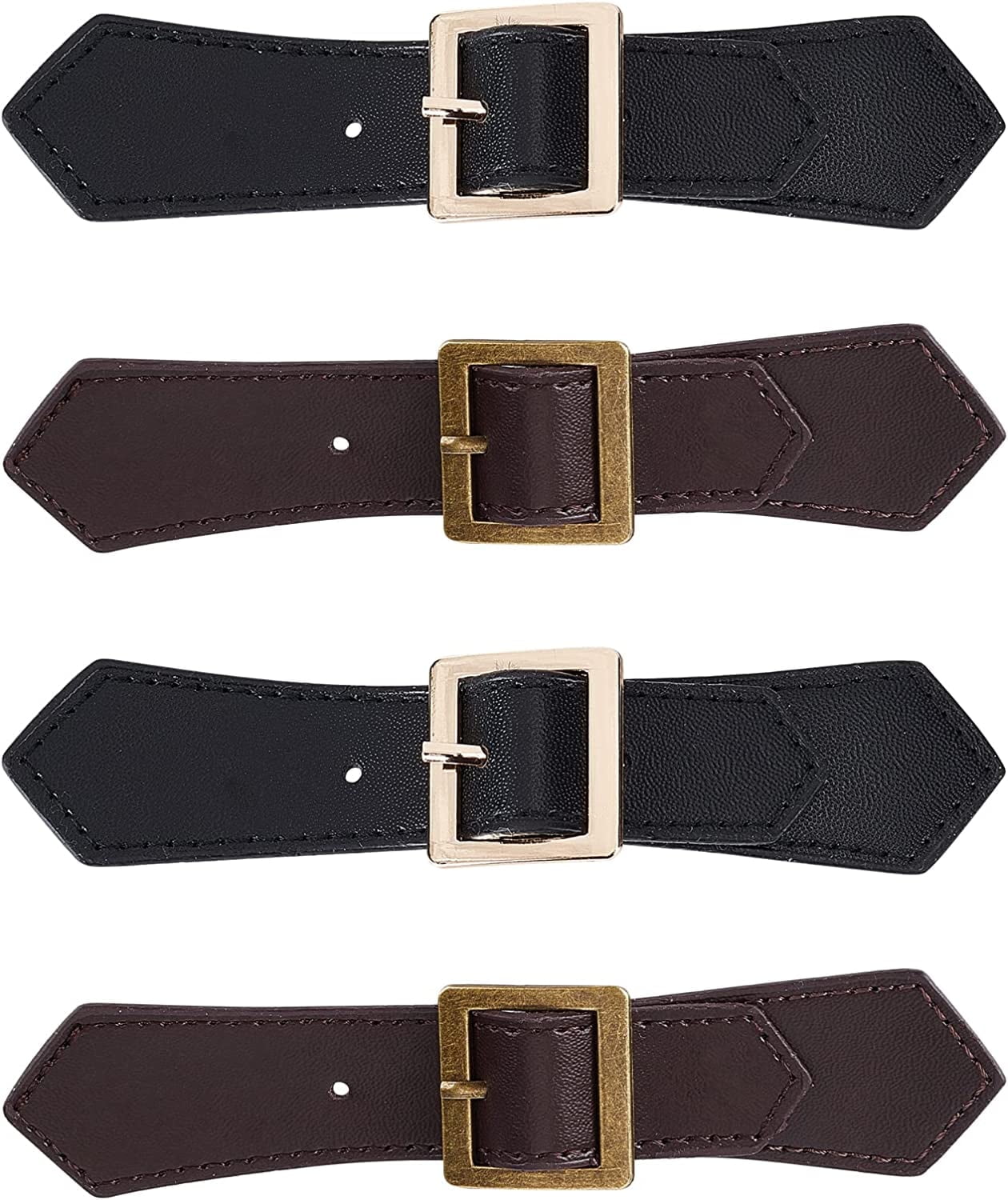 4 Sets Leather Sew-On Toggles Closures Black & Brown PU Leather Snap ...