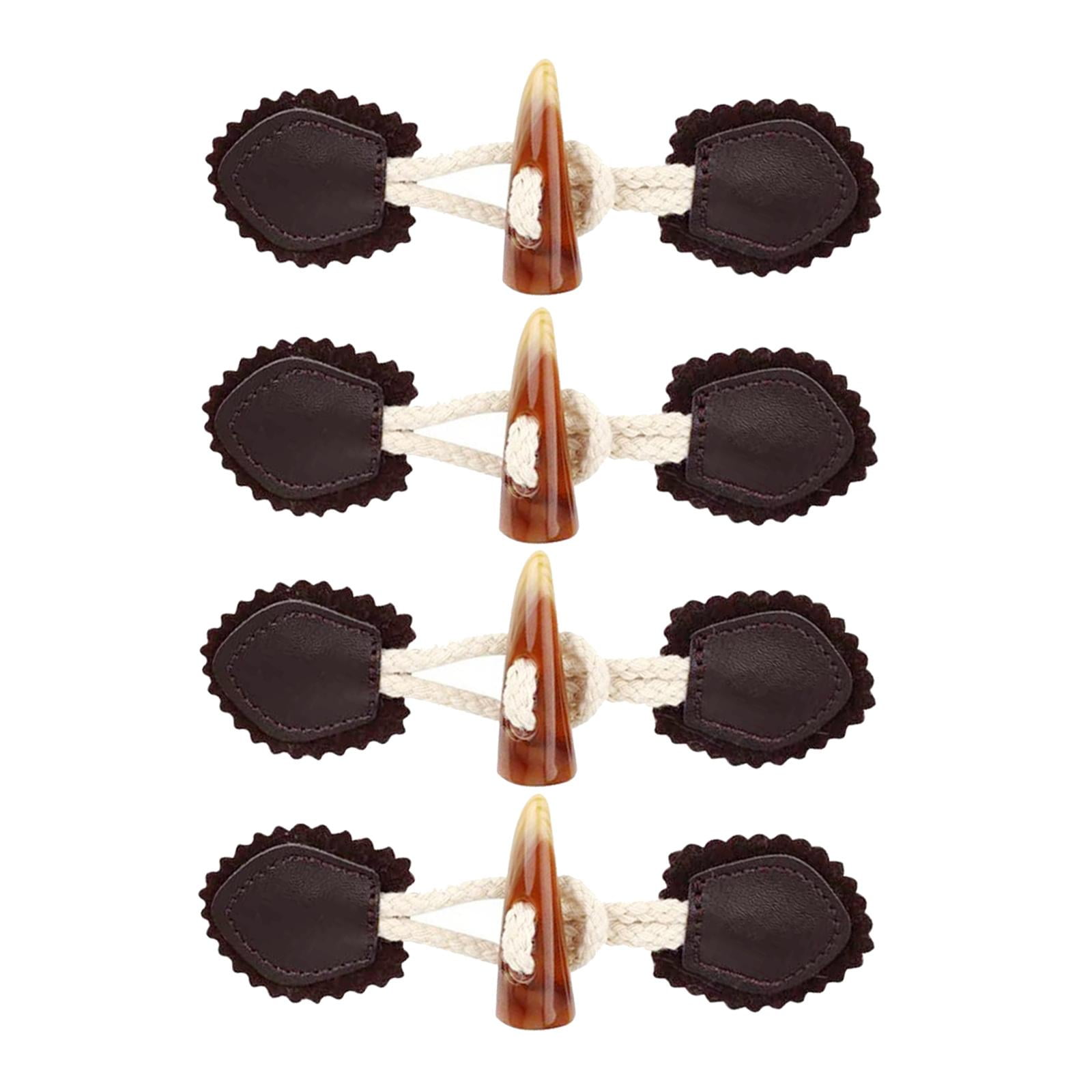 4 Sets Leather Toggles with Resin Button Closures Sewing Accessories ...
