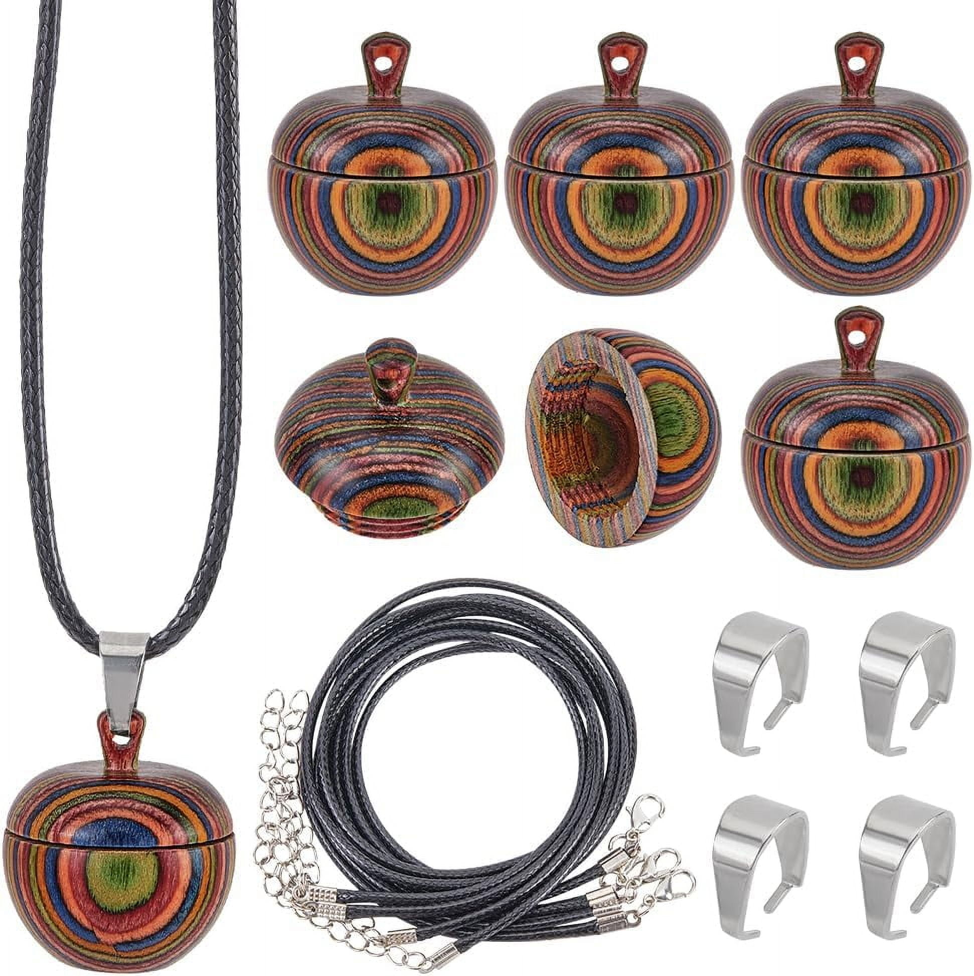 4 Sets Locket Necklace Making Kit Wood Acorn Charms Wooden Acorn Box ...