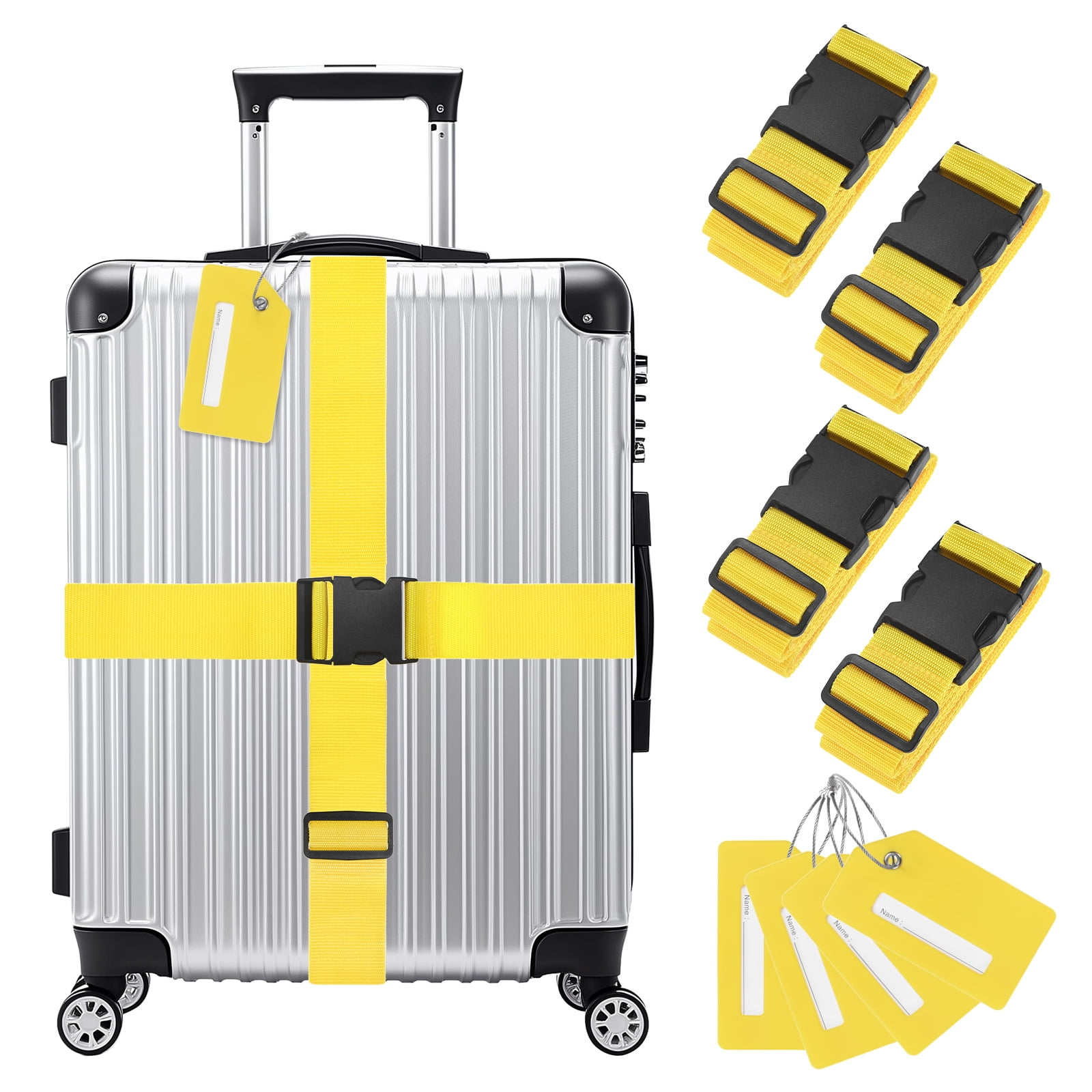 4-Sets Luggage Straps TSA Approved, Luggage Straps Suitcase Tags Set ...