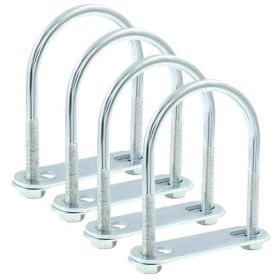 4 Sets M6 2 Inch Wide Zinc Plated Steel Round U-Bolts With Frame Plates ...