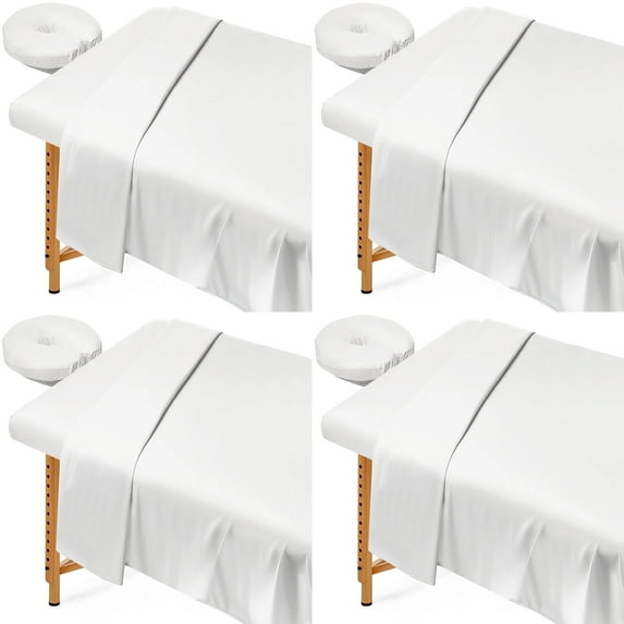 4 Sets Massage Table Sheets 3-Piece Set | Ultra-Soft Elastic Fitted ...
