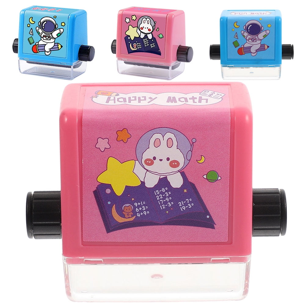 4 Sets Math Roller Stamp Teaching Stamp Math Practice Roller Stamp for ...
