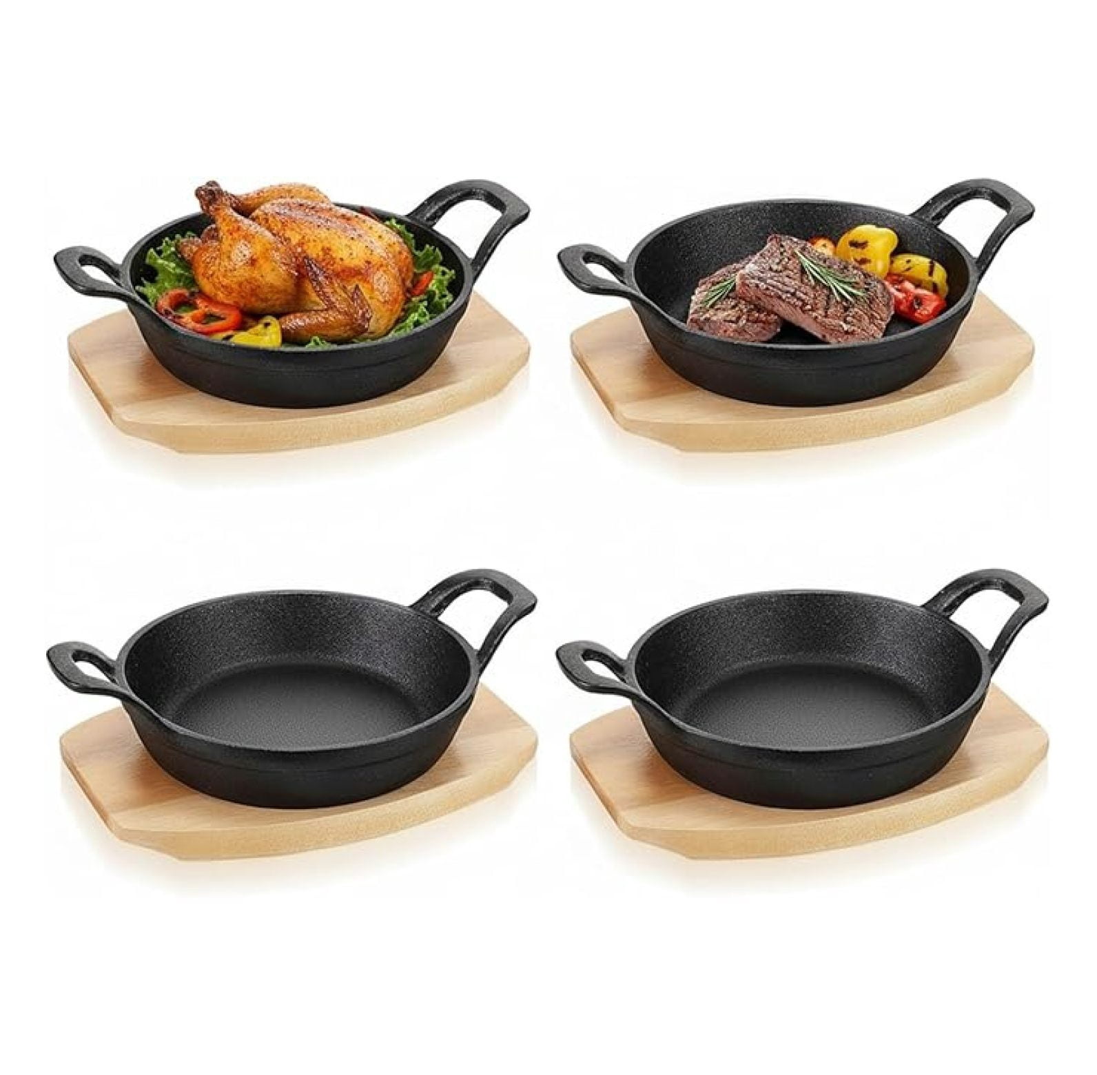 4 Sets Mini Cast Iron Skillet, 6.3 Inch Small Cast Iron Skillets with ...