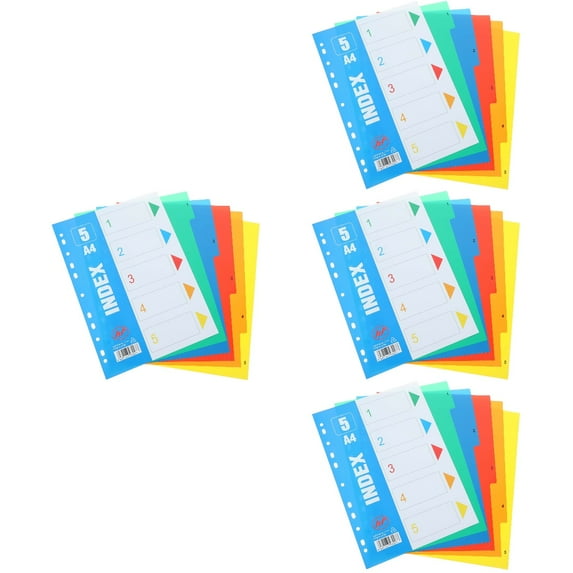 4 Sets Note Books Dividers with Pockets Index Separator Page Office ...