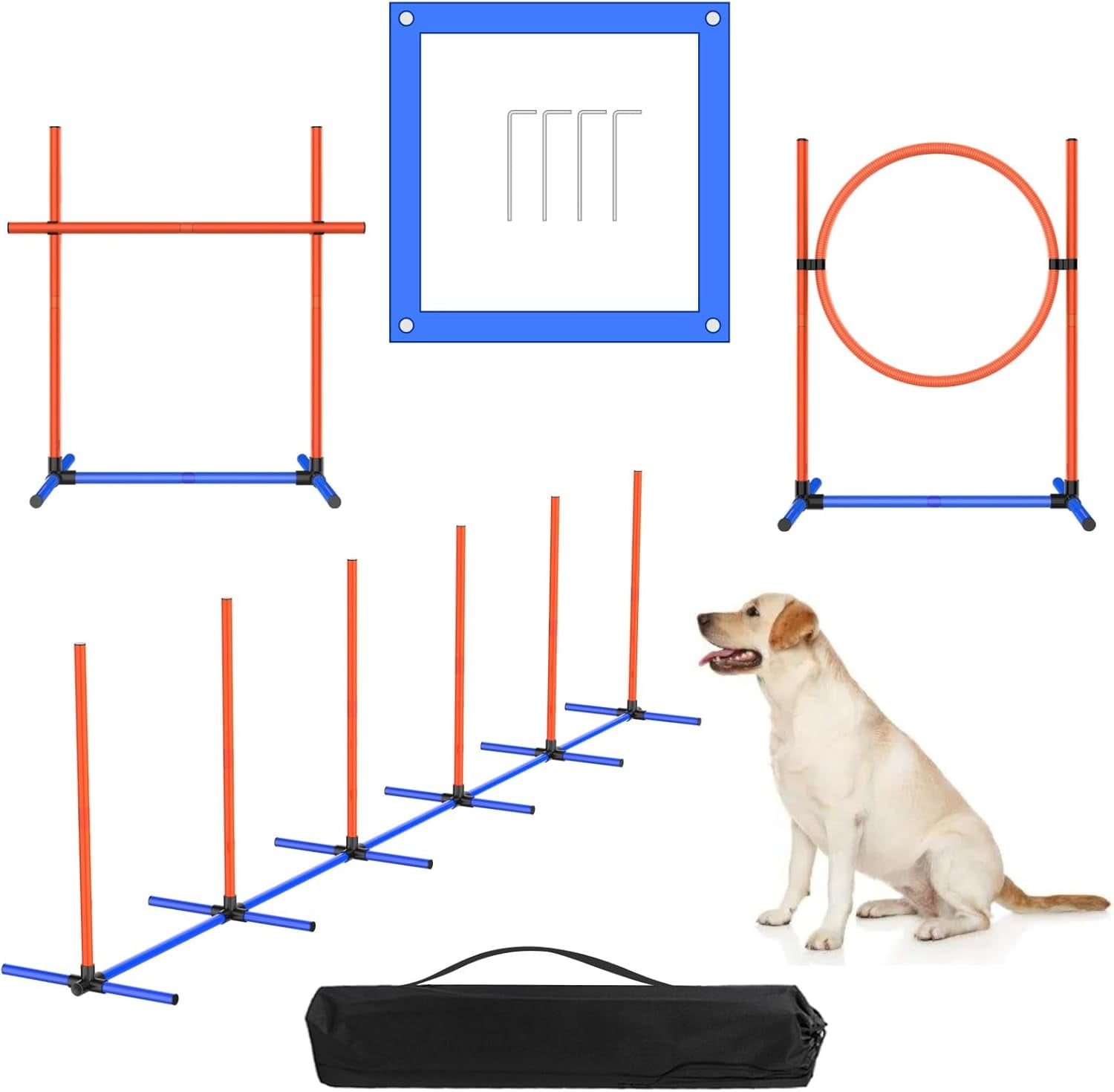 4 Sets Pets Agility Training Equipment, Adjustable Dog Hoop, Dog Jump ...