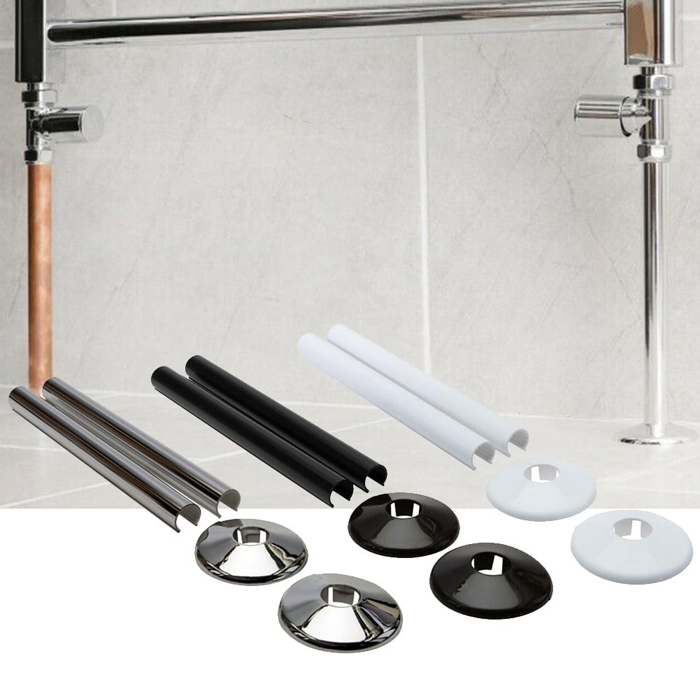 4 Sets Pipes Radiator Pipe Covers Sleeve 15mm Collars Cut Fit Bathroom ...