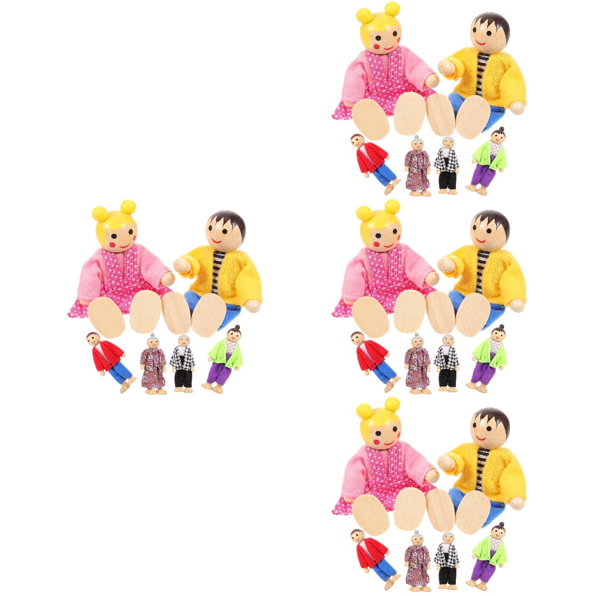 4 Sets Play House for Kids Wooden Doll Adjustable Dolls Toddler 11X3 ...