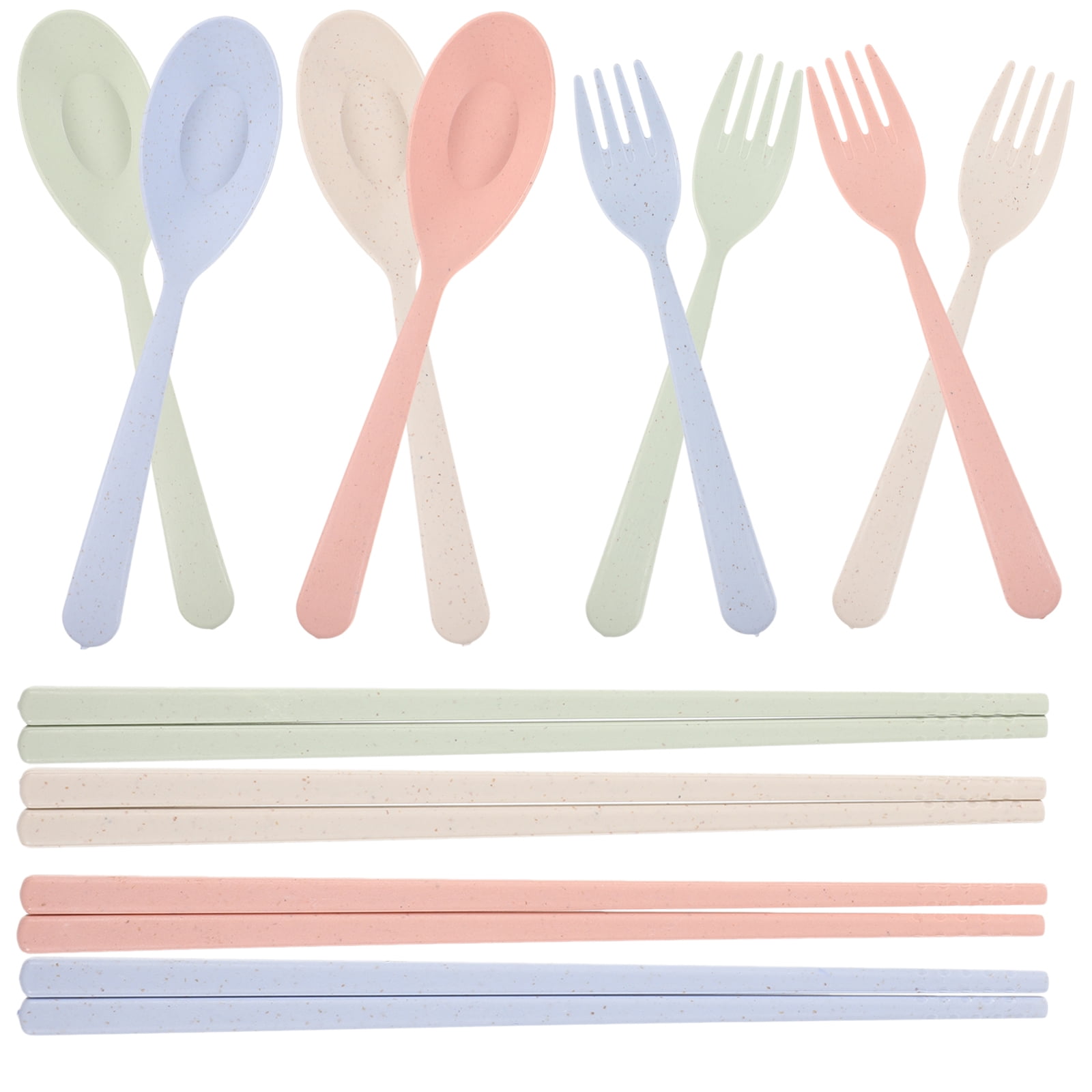 Raindrops Reusable Travel Utensils with Case Assorted Color Wheat Straw ...