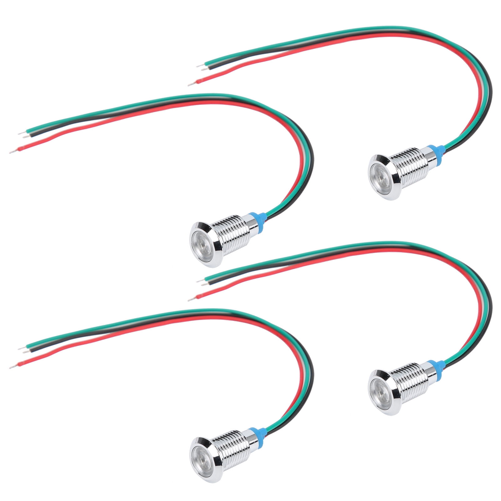 4 Sets PreWired Round LEDs Metal Waterproof 2Color Indicator Common ...