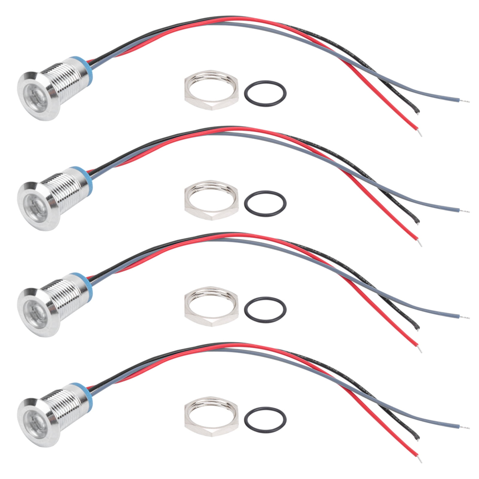 4 Sets PreWired Round LEDs Waterproof Metal 2Color Indicator Common ...