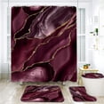 4 Sets Purple Marble Shower Curtain with Bath Rugs, Abstract Marble ...