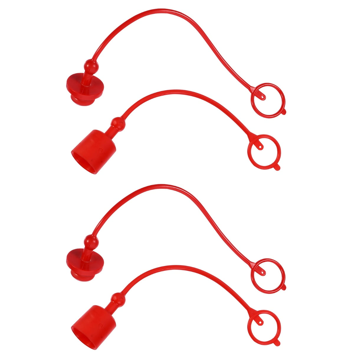 4 Sets Quick Connector Dust Cap Hydraulic Coupler Plugs Red Pvc ...