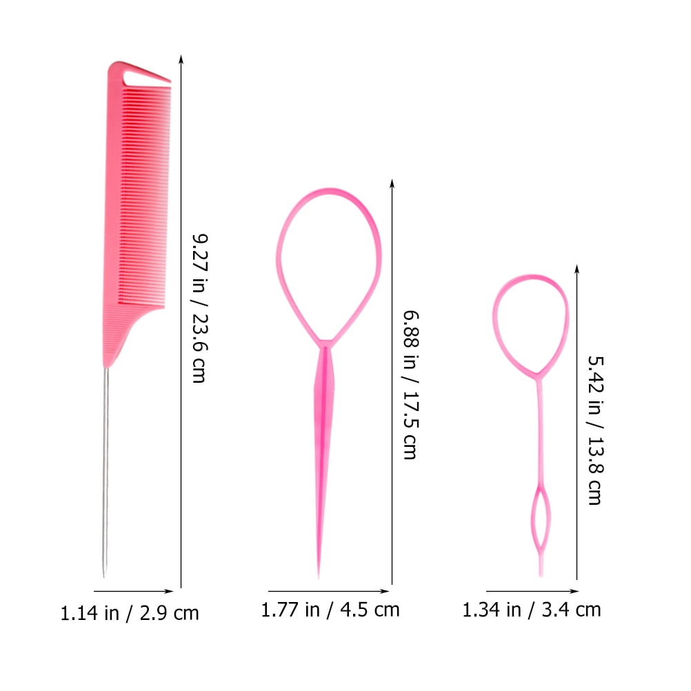 4 Sets Rat Tail Comb Hair Tail Tools Hair Braid Tool Ponytail Maker ...