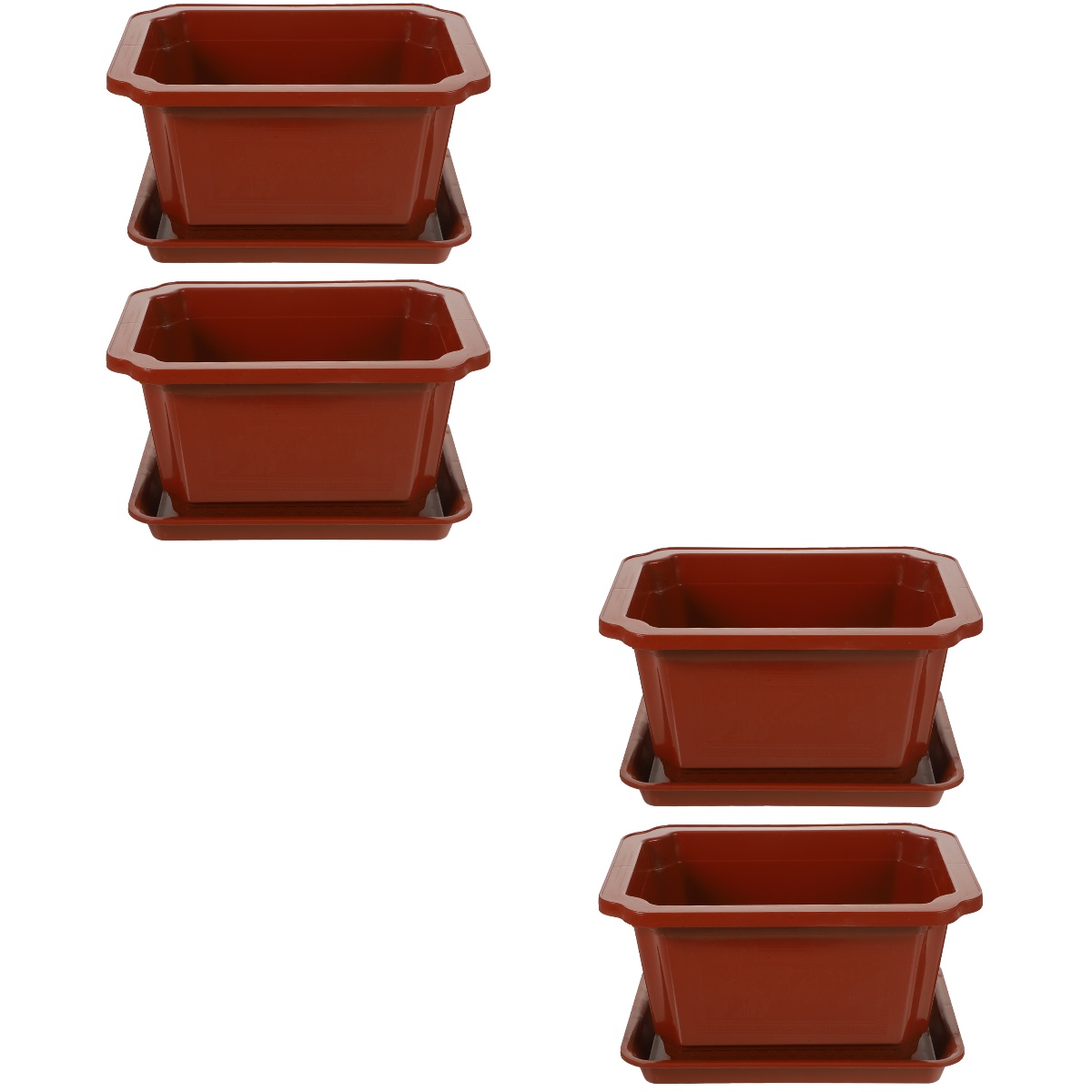 4 Sets Rectangle Plant Pot Bonsai Training Pots Flower Succulent Pots ...