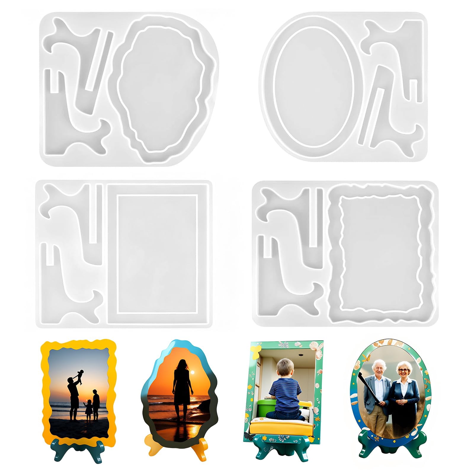 4 Sets Resin Molds for Photo Frame,Silicone Molds Picture Frame with ...