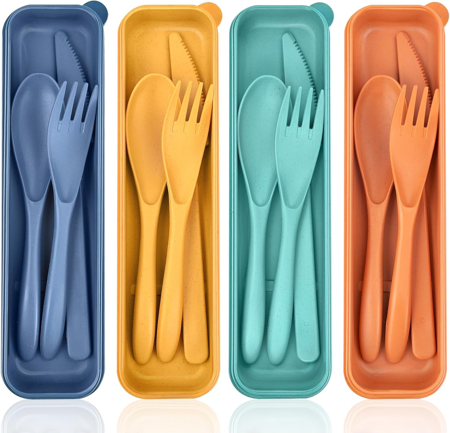 4 Sets Reusable Utensils Set with Case, Travel Utensils with Case ...