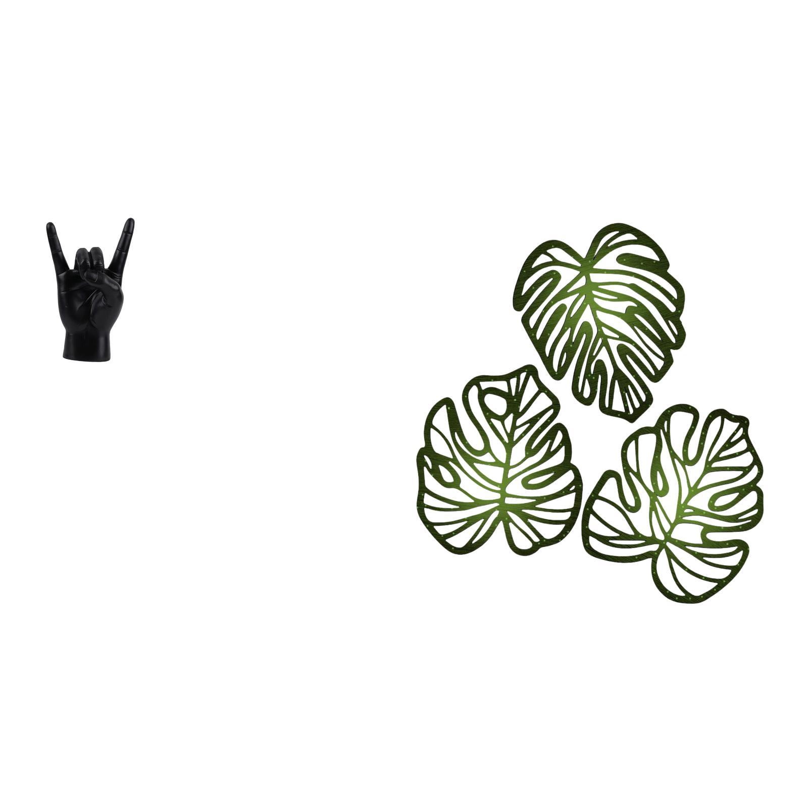 4 Sets Rock Music Gesture Hand Figure Palm Leaves Wood Wall Decoration ...
