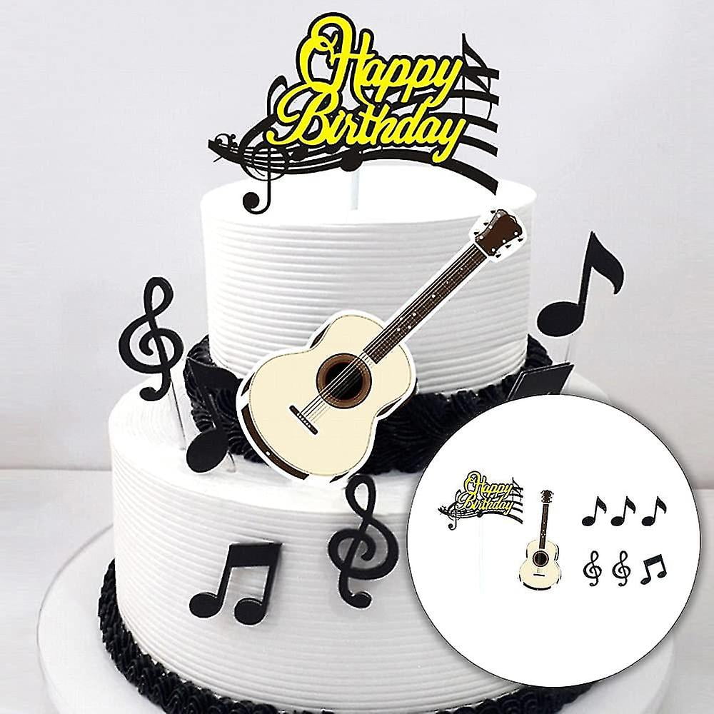 4 Sets Rock Star Happy Birthday Cake Topper Music Notes Cupcake ...