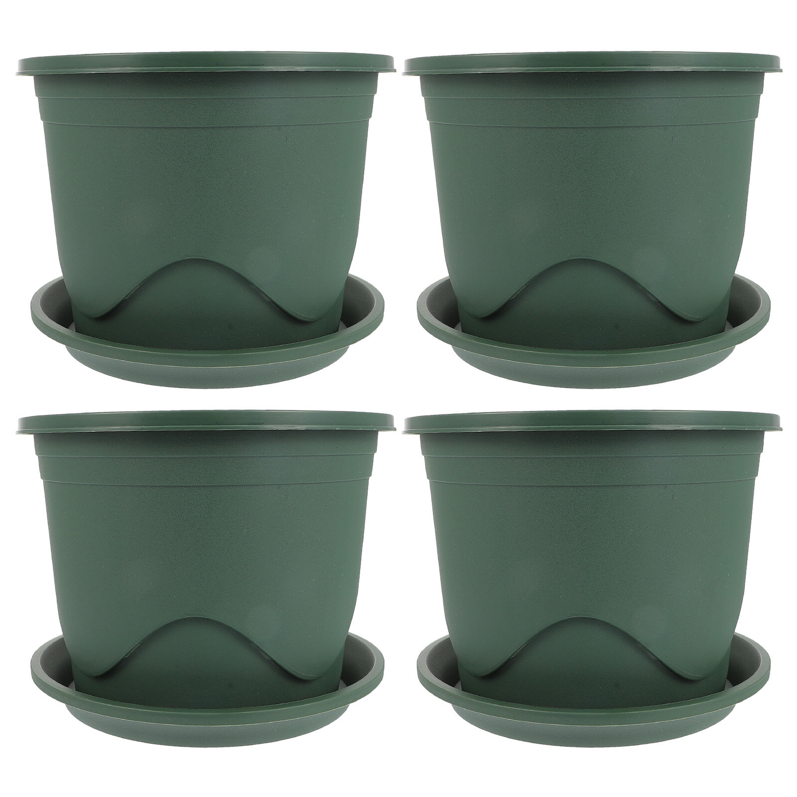 KAKOWELY Flower Pots Green 4Set 7.47x7.47x5.89 Inch Plastic - Walmart.com