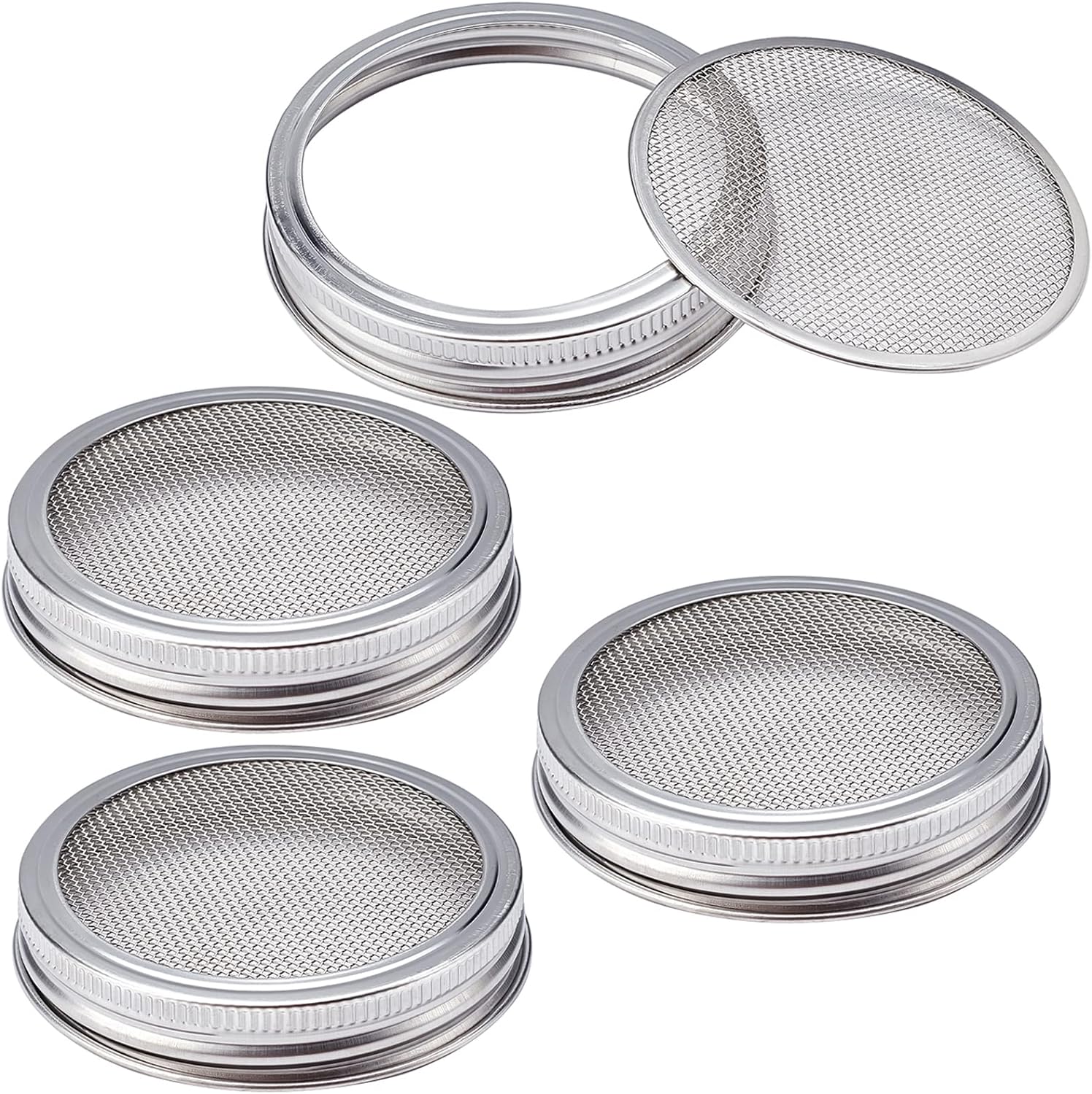 4 Sets Sprouting Jar Lids 304 Stainless Steel Mesh Lid Growing Alfalfa ...