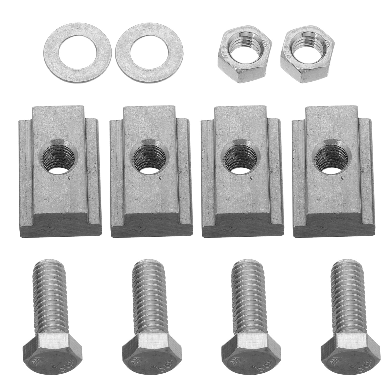 4 Sets Stainless Steel Bed Rail Nuts Trailer T Slot Hardware for Pickup ...