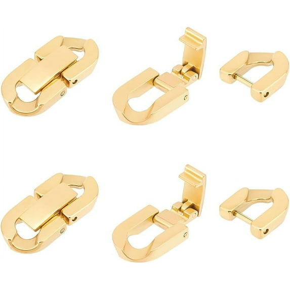 4 Sets Stainless Steel Fold Over Clasps Oval Jewelry Extender Foldover ...