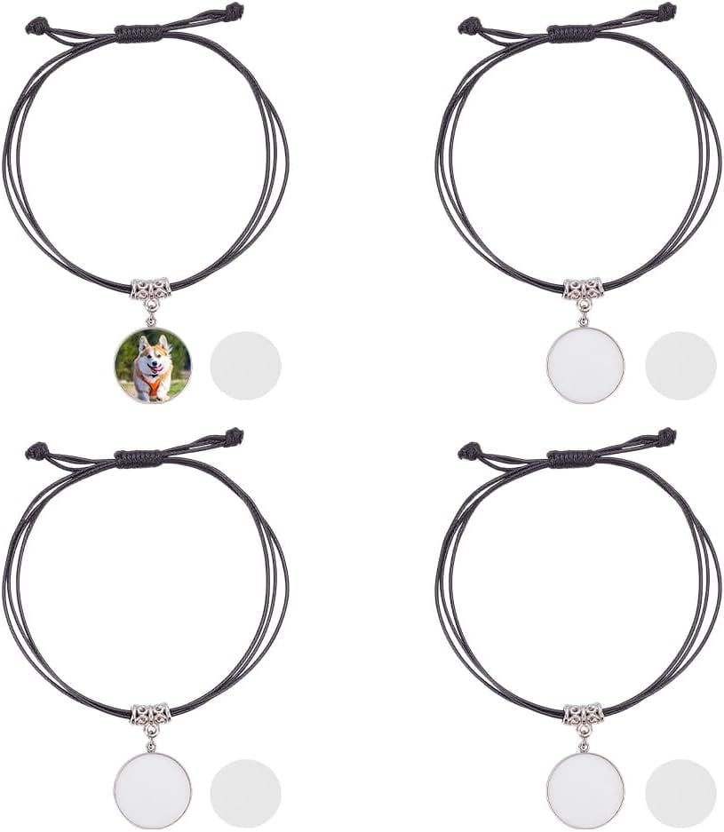 4 Sets Sublimation Blank Bracelet Heat Transfer Bracelet Flat Round Blank Bracelet Sublimation ...