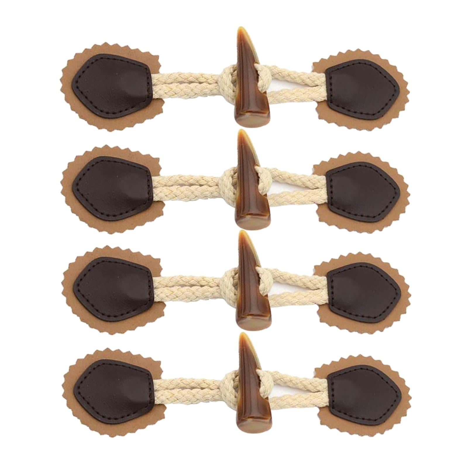 4 Sets Toggles with Resin Button Clothing Sewing Decorative Brown ...
