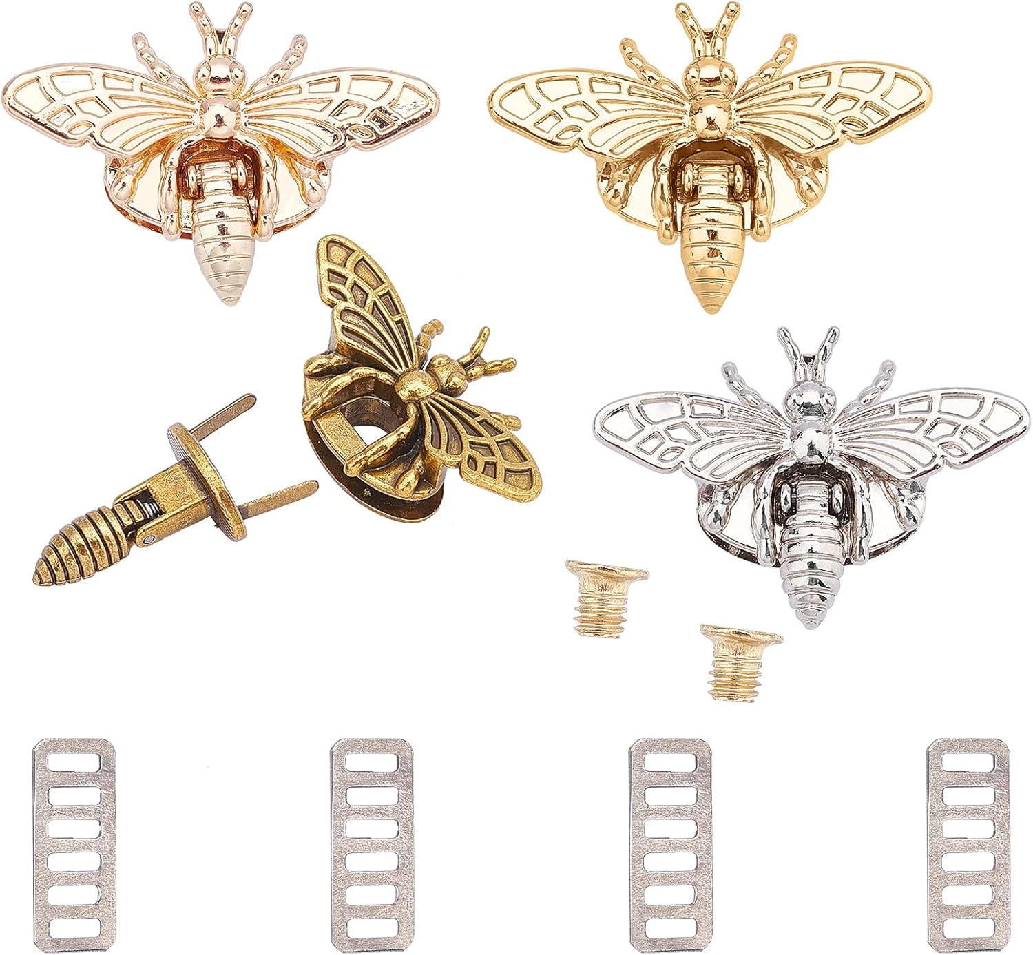 4 Sets Turn Lock Bee Shape Bag Clasps Closures Latch Metal Hardware ...