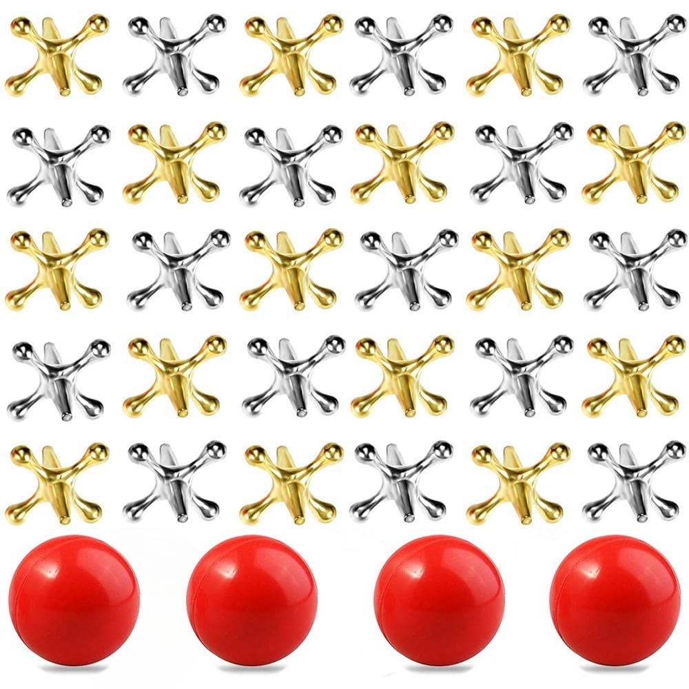 4 Sets Vintage Metal Jacks and Ball Toys Kit Retro Jax Game, Classic ...