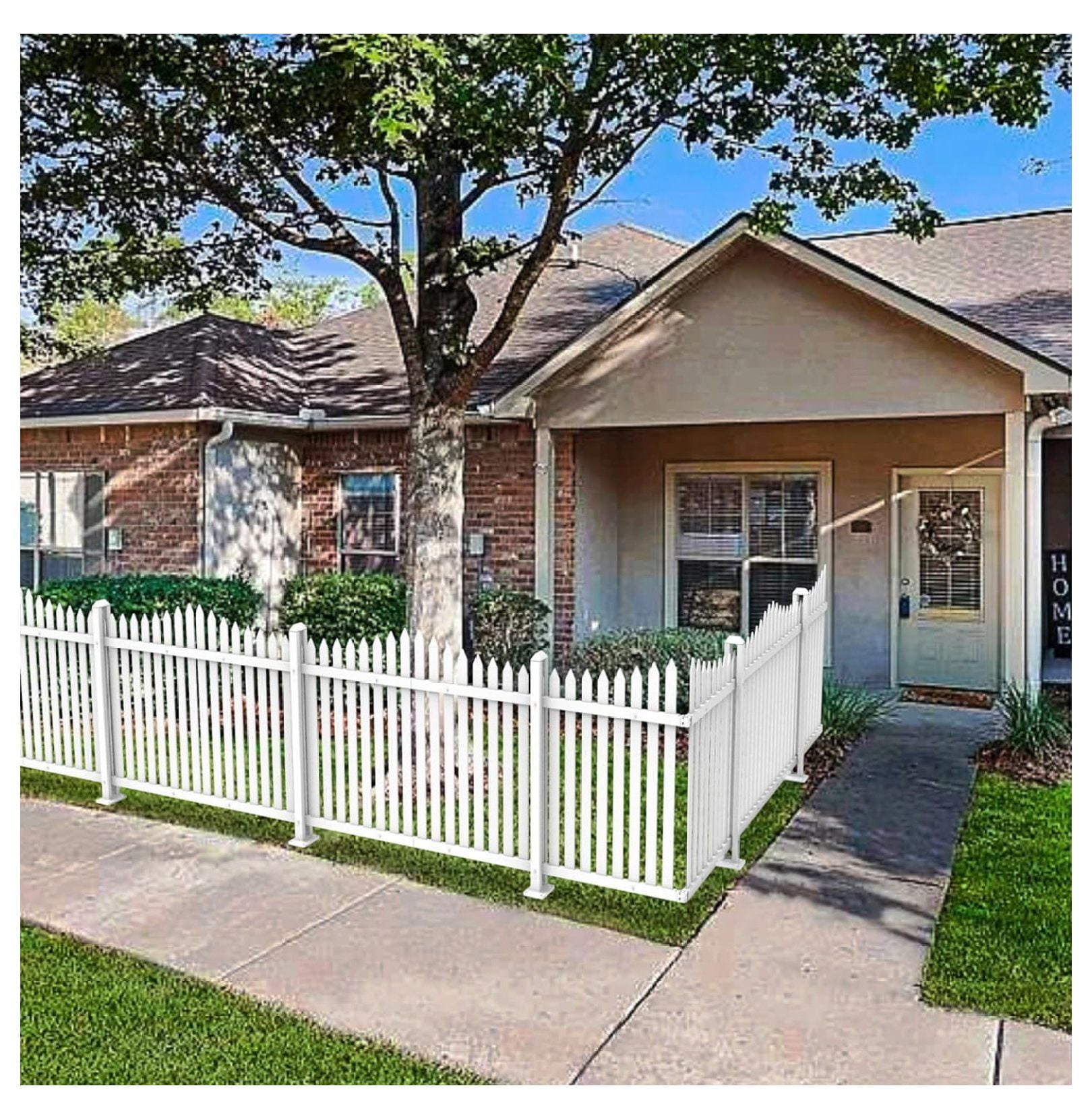 4 Sets Vinyl Picket Fence Panels White 84''Wx36''H PVC Decorative ...