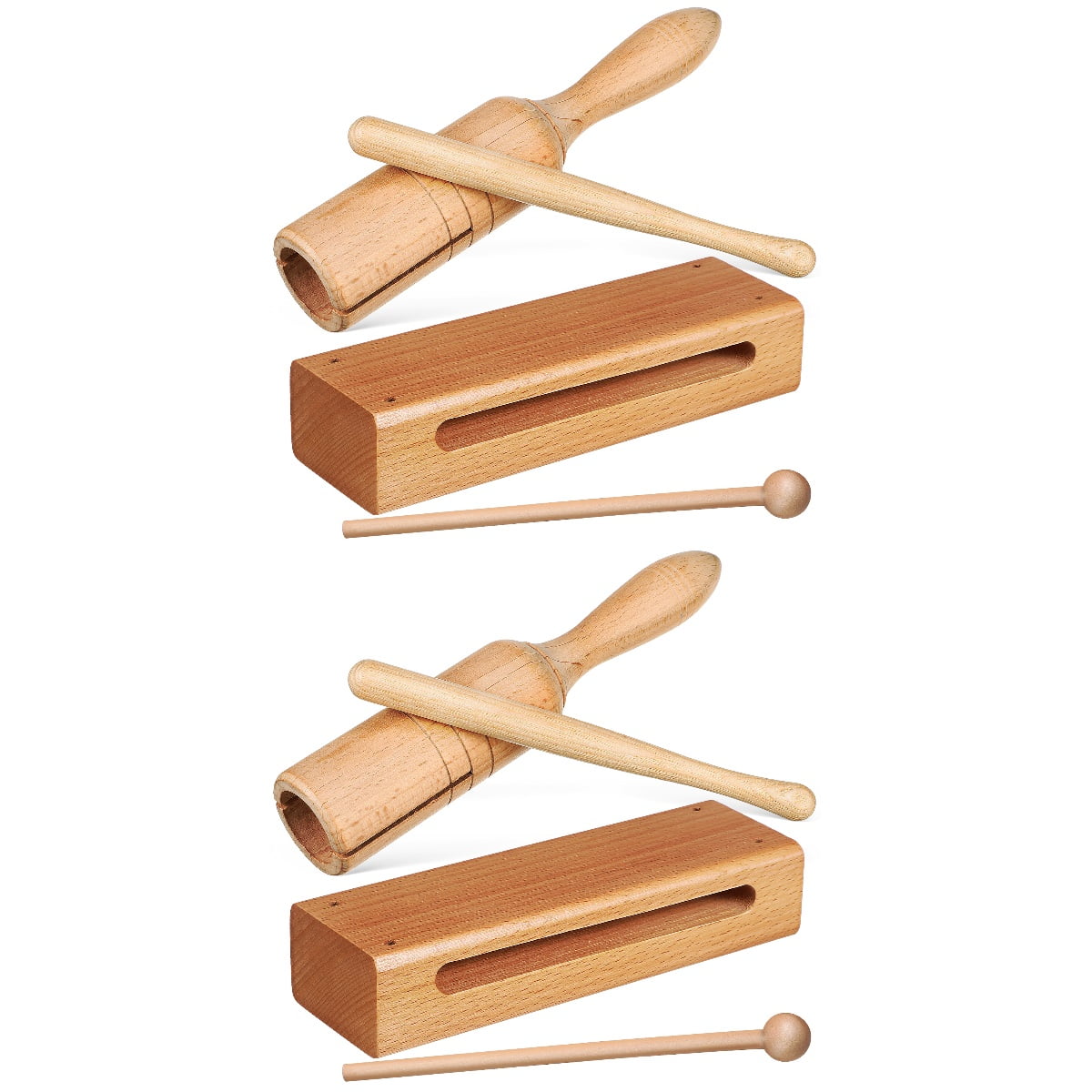 4 Sets Wooden Block and Handheld Tube Percussion Instrument with ...