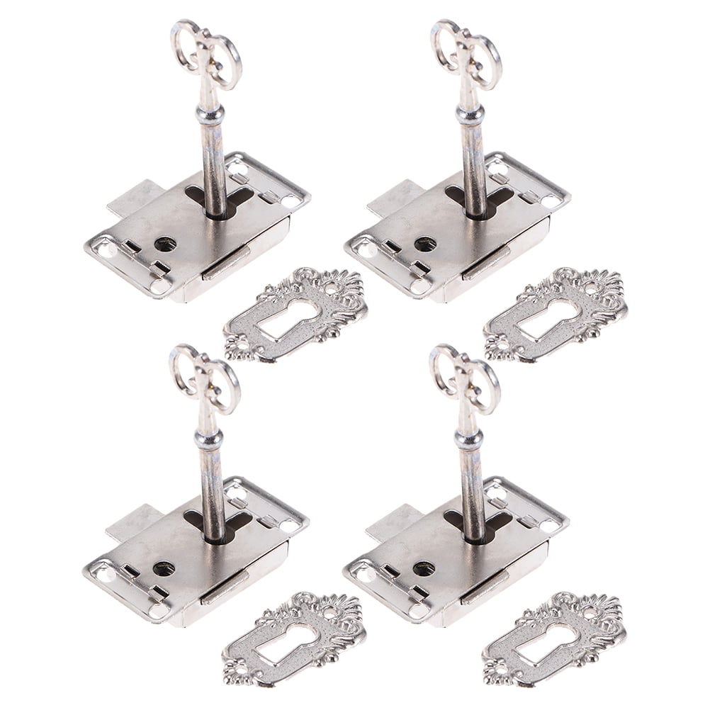 4 Sets Wooden Case Locks with Key Cabinet Hinges Door Silver - Walmart.com