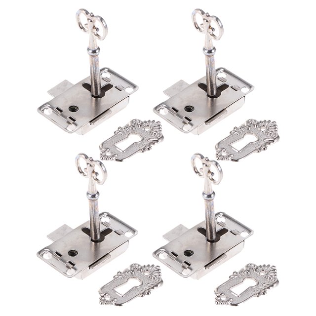 4 Sets Wooden Case Locks with Key Cabinet Hinges Door Silver - Walmart.com