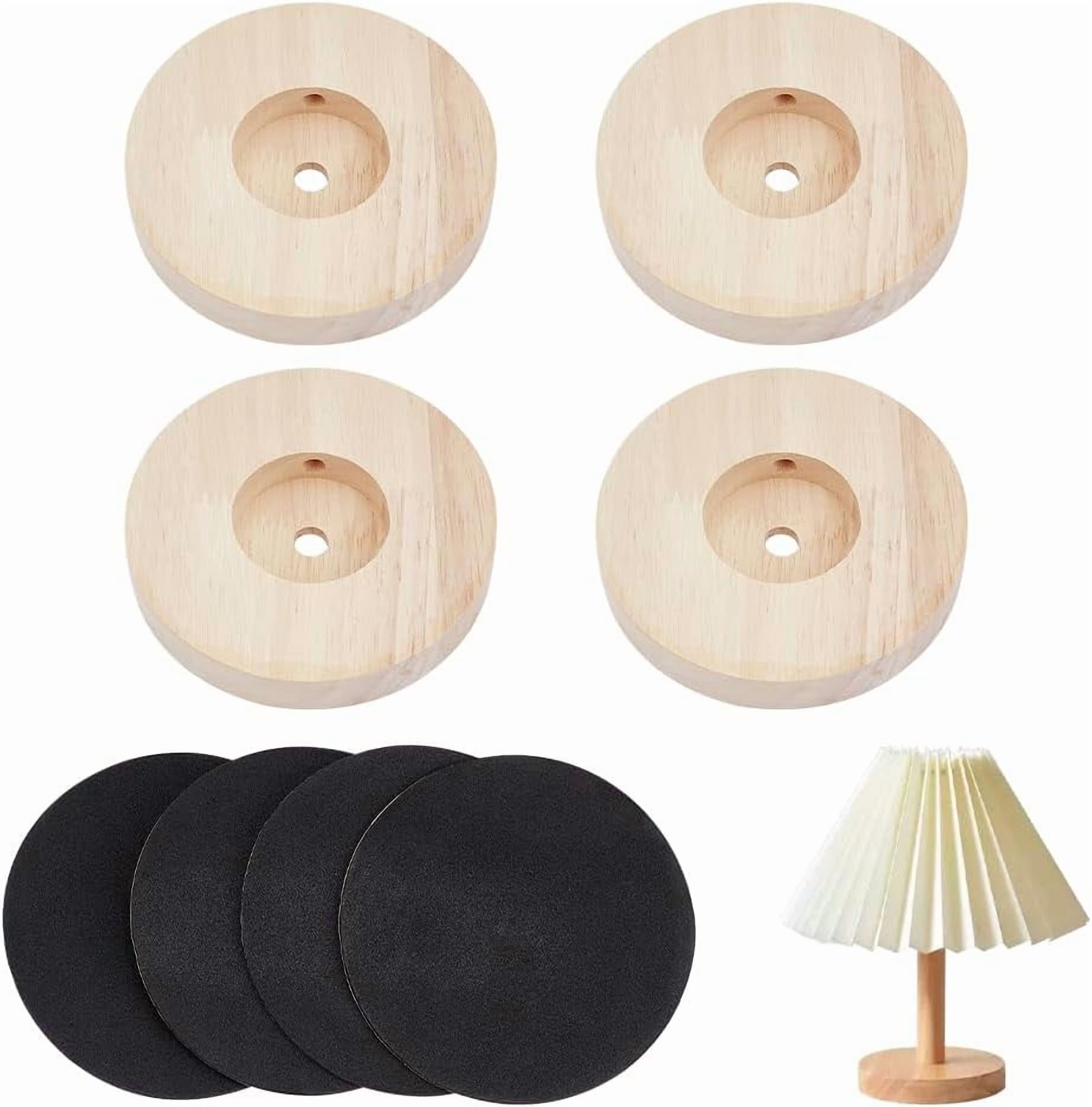 4 Sets Wooden Lamp Base Round Lamp Stand Desktop Light Stand Wood Lamps ...